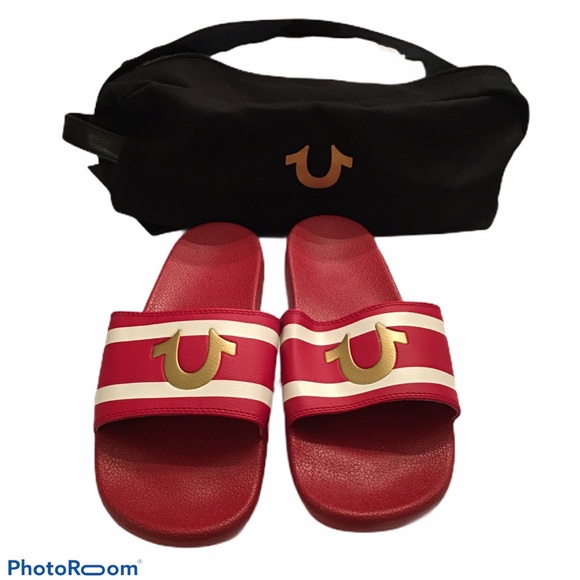 True Religion | Shoes | True Religion Red Stripe Slides Unisex | Poshmark